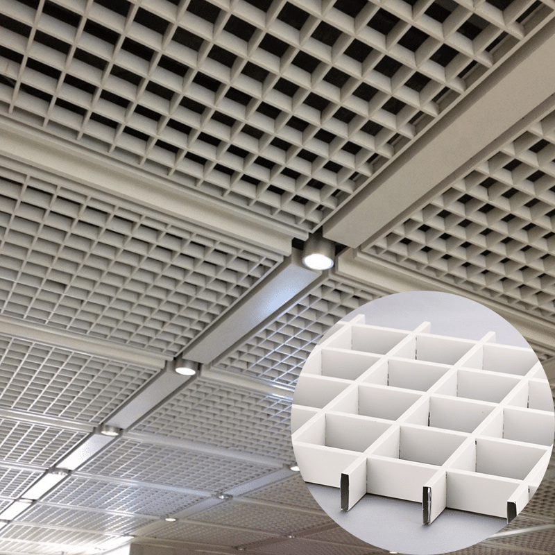 Metal Aluminum Open Grid Ceiling Panels Indoor Aluminum Grille Ceiling ...